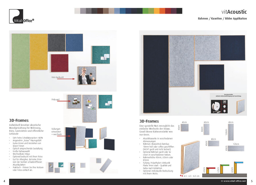 Akustik Wandverkleidungen, Absorber für Wände vitAcoustic 3d-frames ...